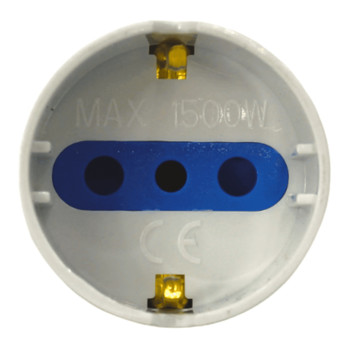 Adaptador Schuko 10A 1500W c/Protector Blanco LEXO | Ferrelectrica Materiales Electricos