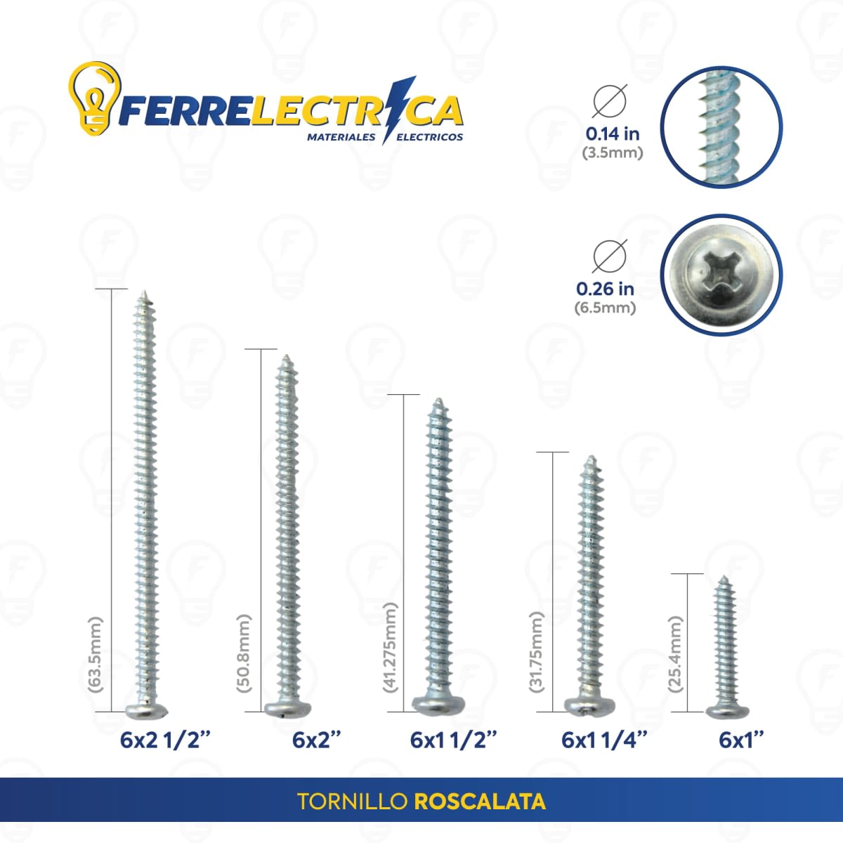 Tornillo roscalata 10x1 1/2 un | Ferrelectrica Materiales Electricos