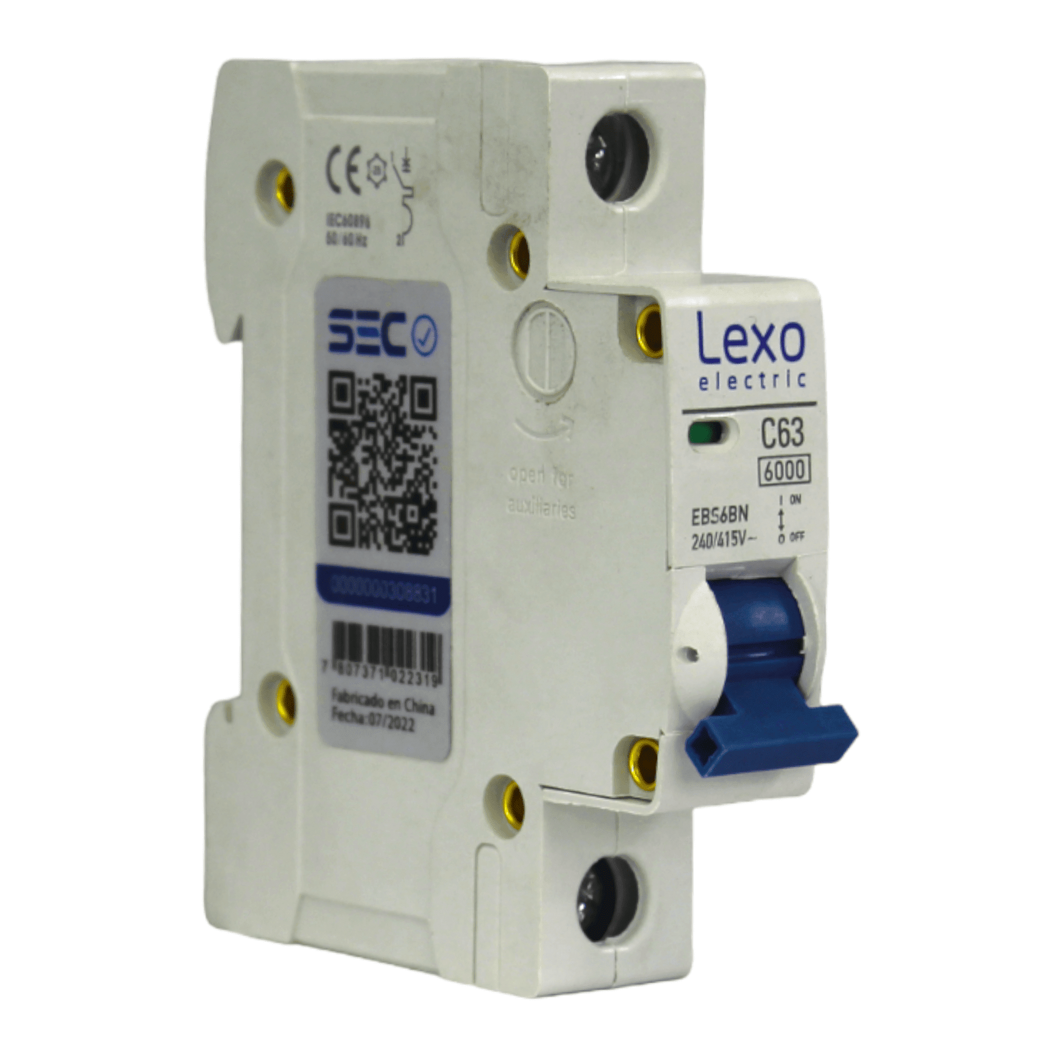 Automático 1x63A 6kA Curva C 240V/415V EBS6BN Lexo | Ferrelectrica Materiales Electricos