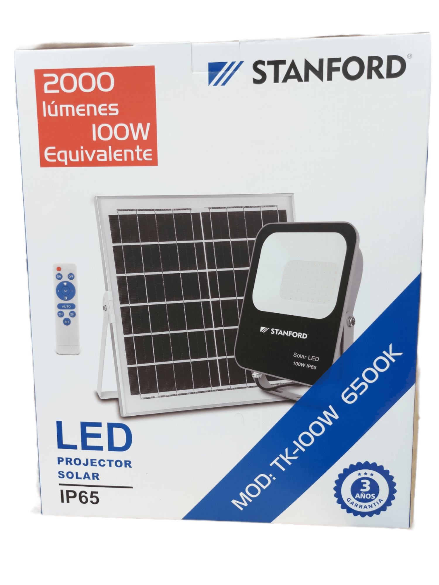 Proyector led solar 100w 2000lm 6500K IP65 Stanford | Ferrelectrica SPA