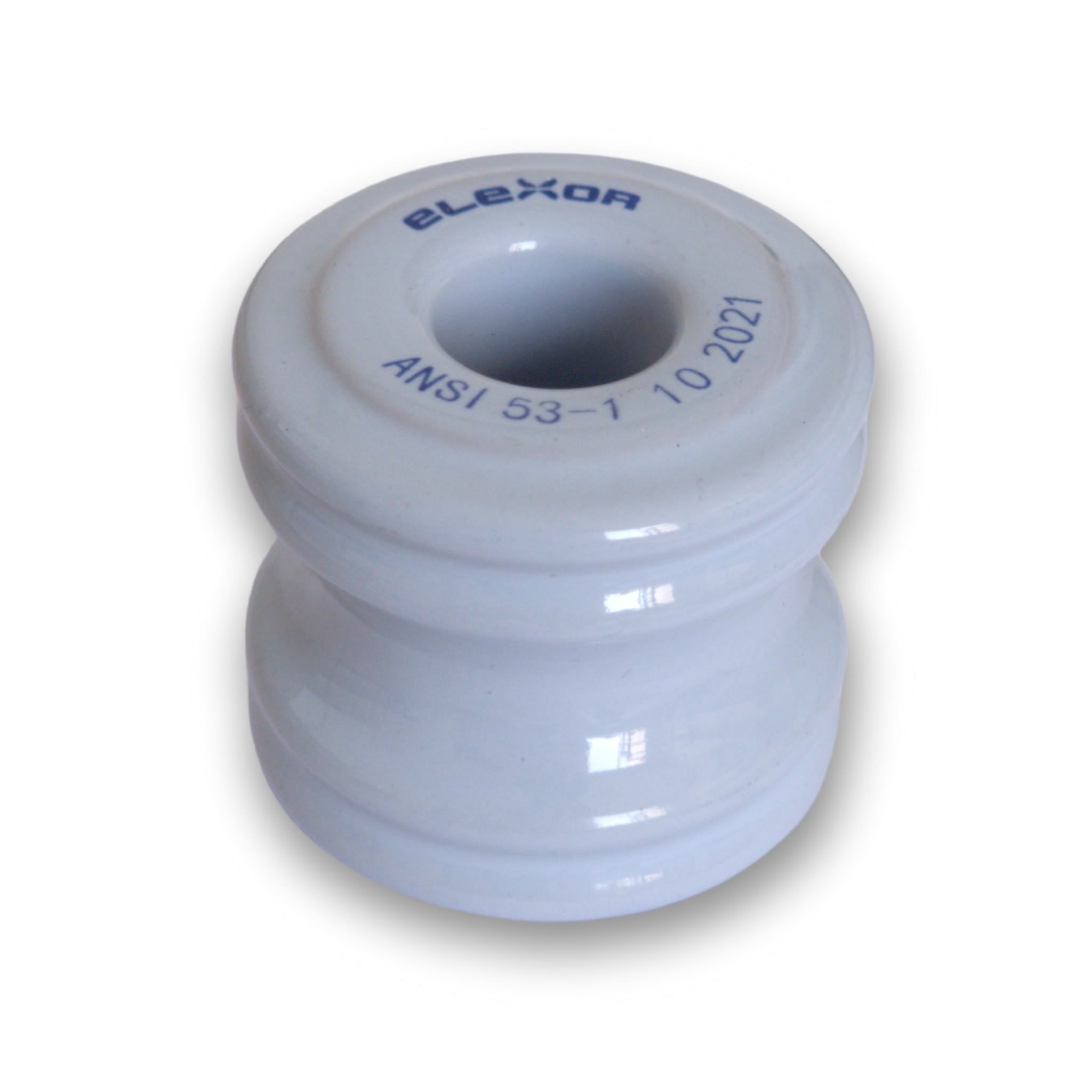 Aislador carrete Porcelana Mediano 57x54mm 0.4kV Elexor | Ferrelectrica SPA