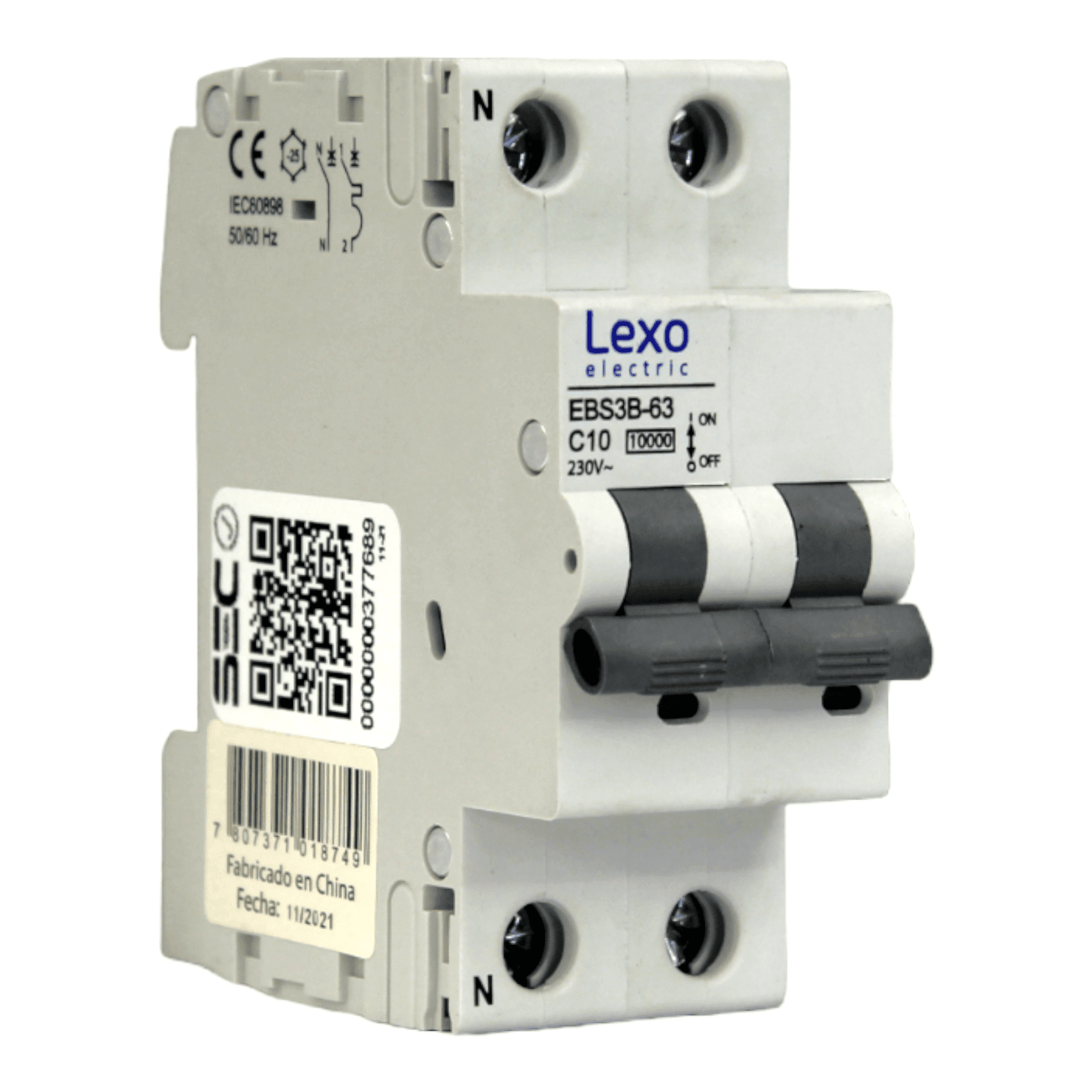Automático 1P+N 10A 10kA Curva C 230V EBS3B-63 Lexo | Ferrelectrica Materiales Electricos