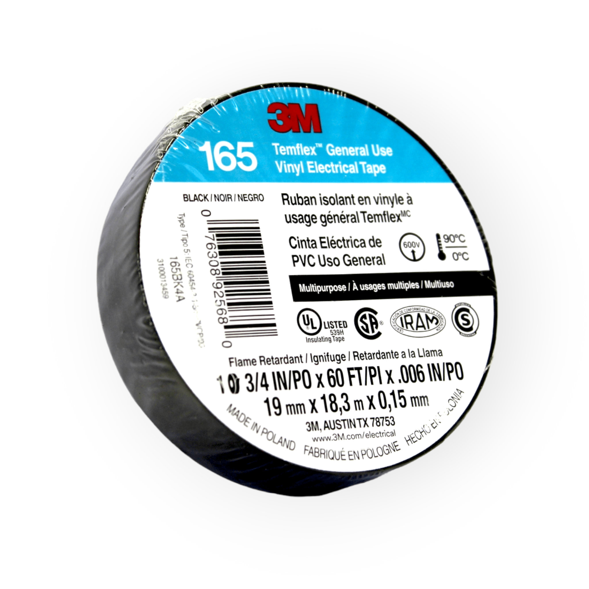 Cinta Aisladora Pvc Temflex 165 3M 19mm X 18 Mts | Ferrelectrica SPA