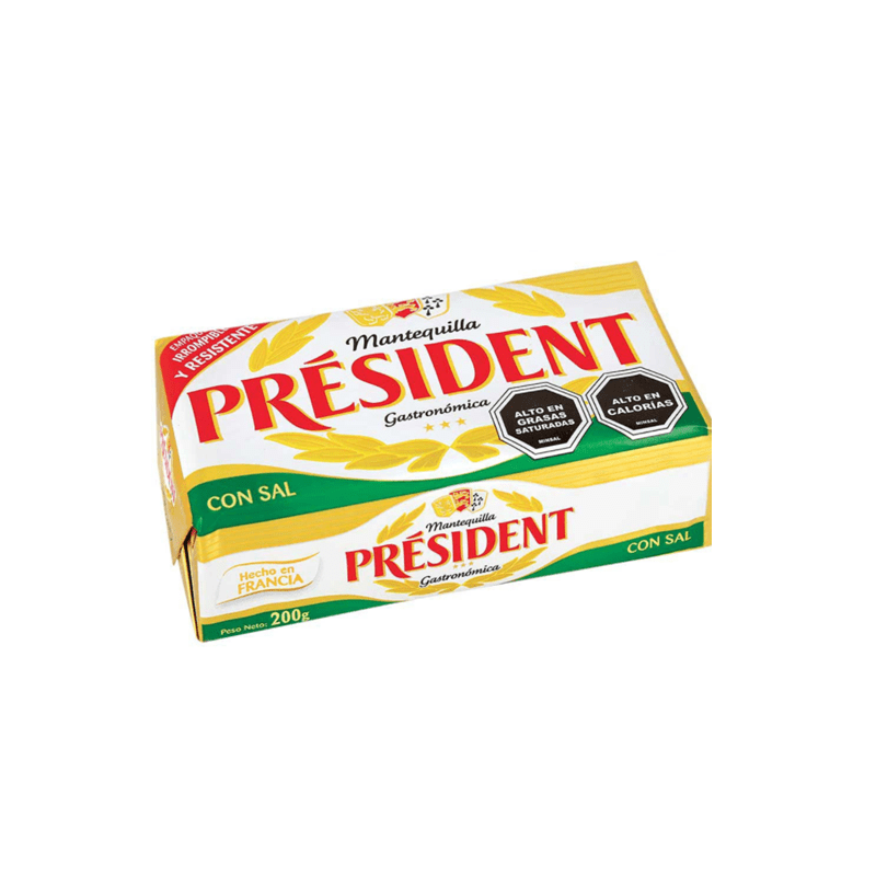 MANTEQUILLA PRESIDENT 20 X 200 GRS | Frezco Ingredientes Bakery