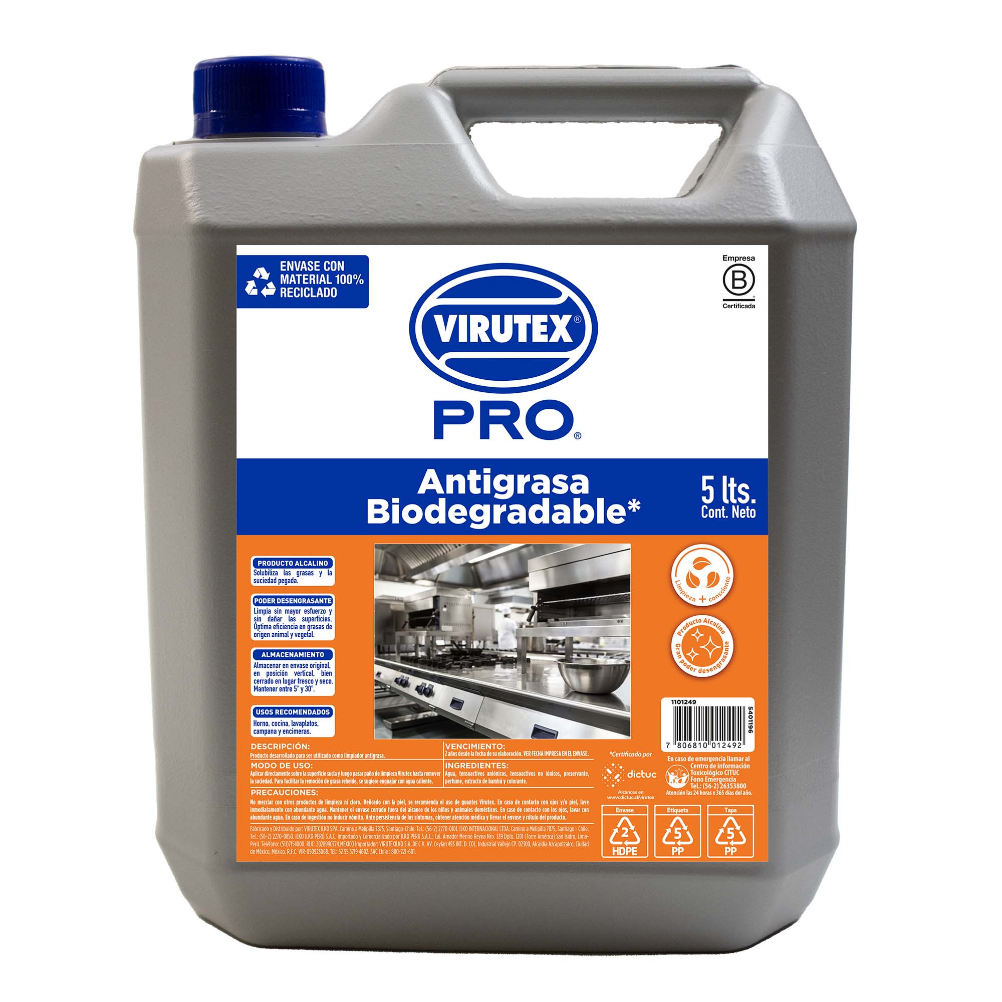 ANTIGRASA BIODEGRADABLE 5 LT VIRUTEX | Comercial Masol Ltda.