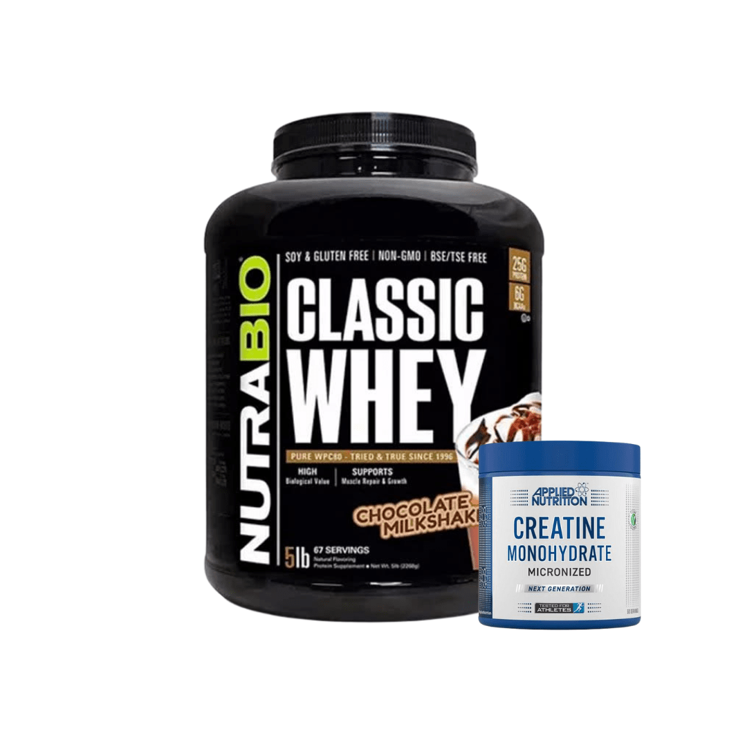 PROTEINA CLASSIC WHEY NUTRABIO (5 LB) + CREATINA MONOHIDRATADA (250 GR ...