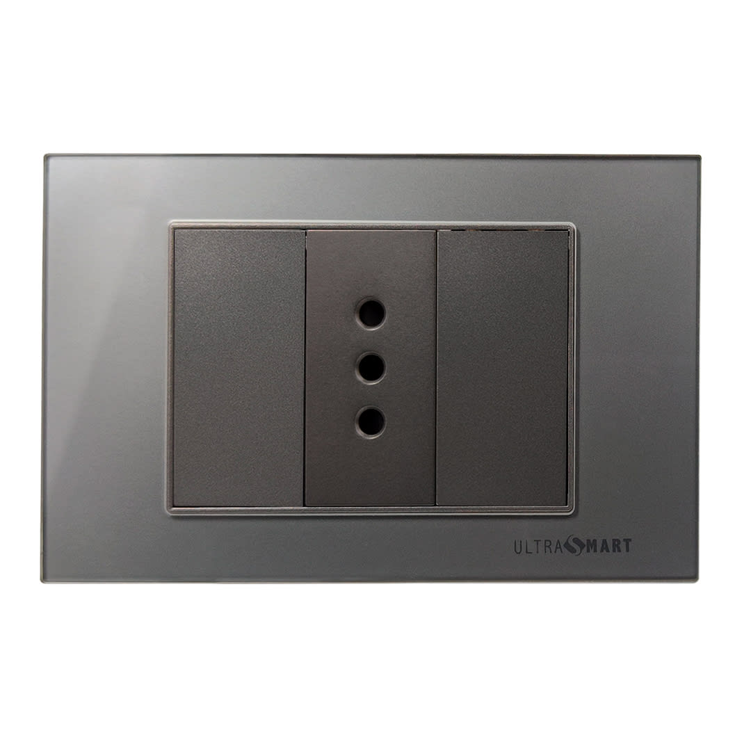 Tomacorriente Simple 10A Linea Crystal Grey | Impotec