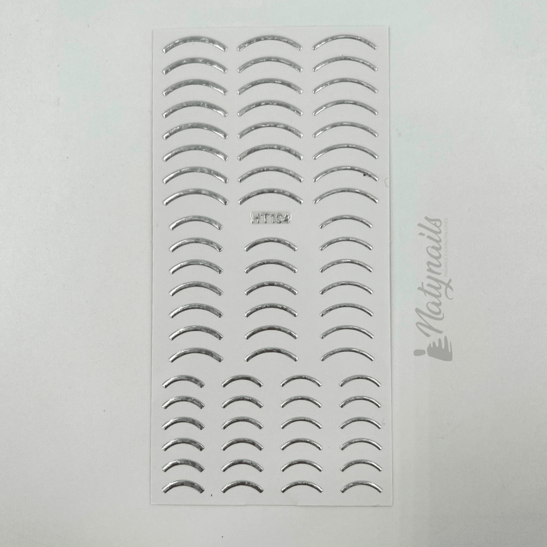 STICKERS LINEA CURVA PLATEADA | Naty Nails