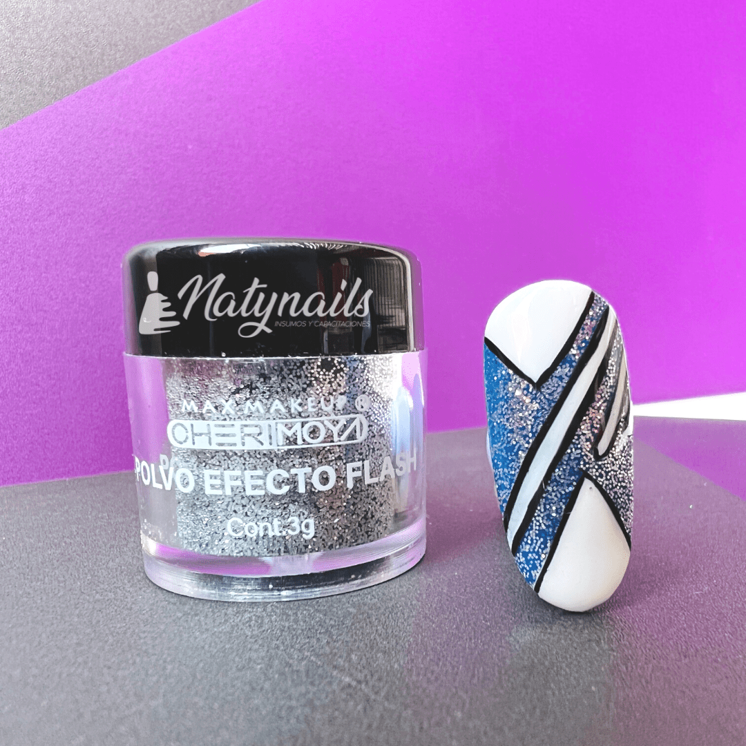 POLVO EFECTO FLASH PLATEADO | Naty Nails