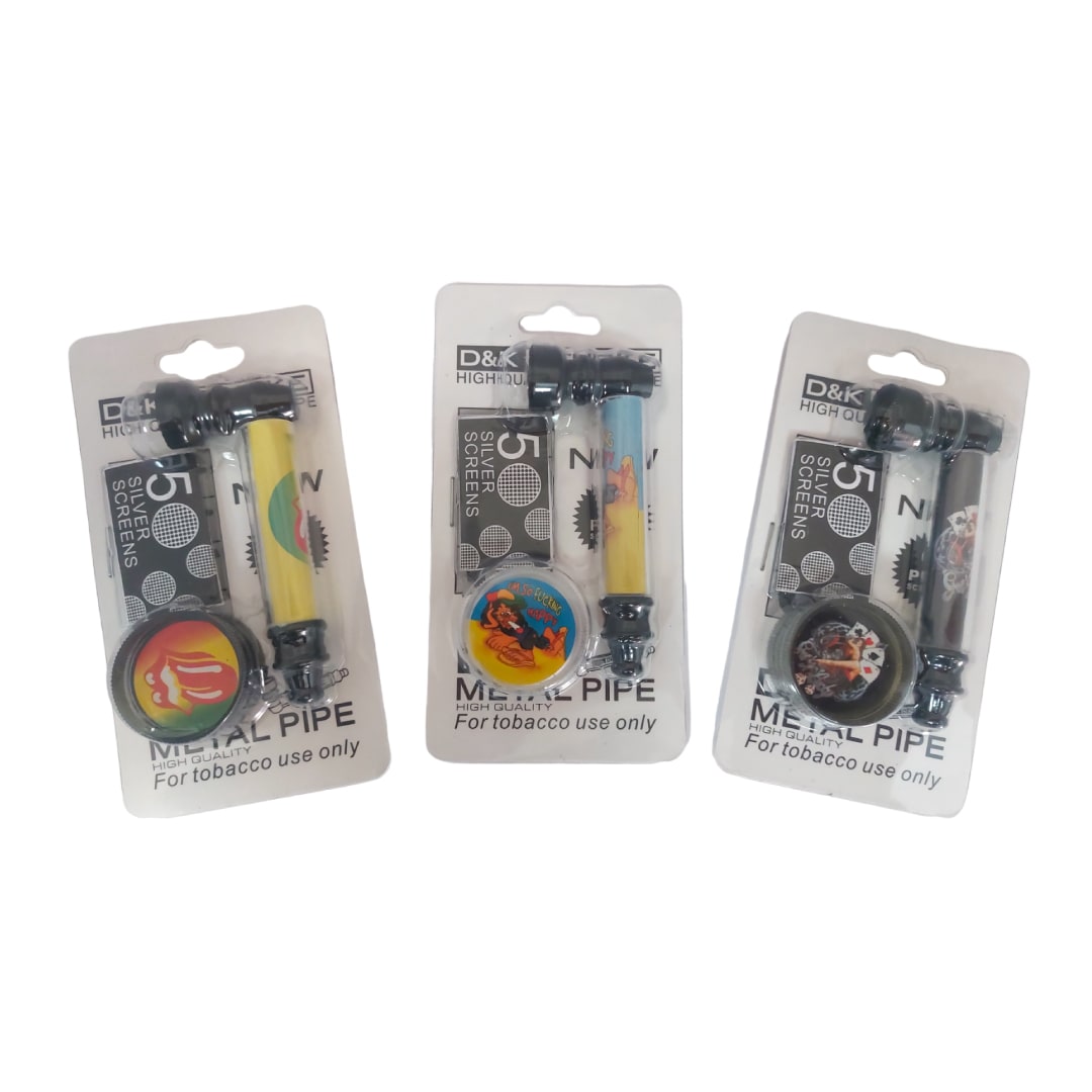 Kit Pipa metálica Diseño D&K + Rejilla y moledor | Shopbox Importaciones