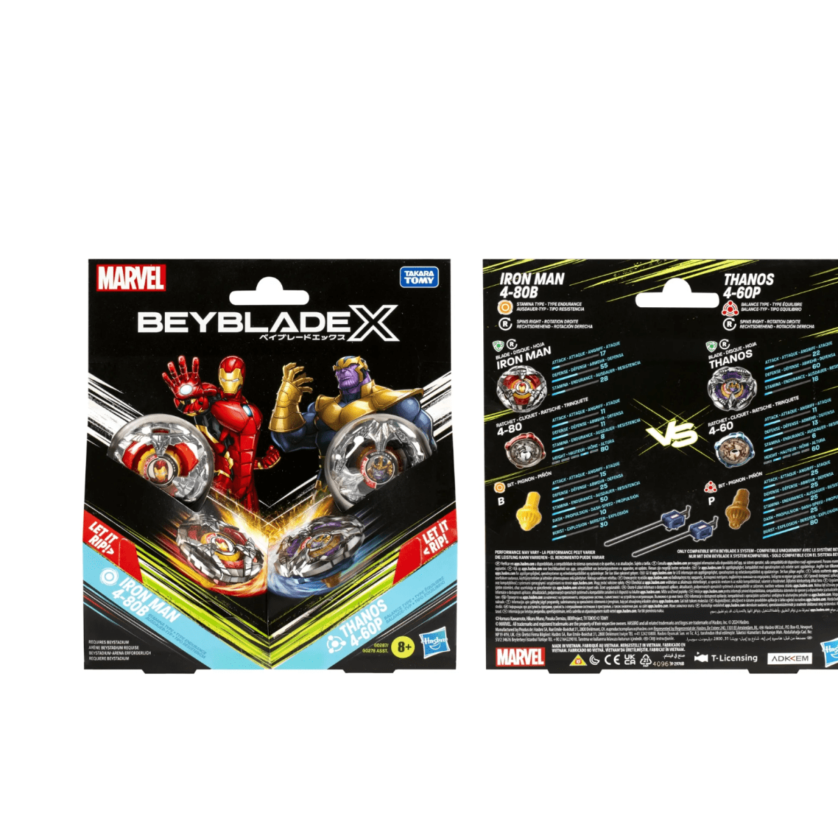 Beyblade X Duo Pack Iron Man Vs Thanos | Detalles Valentina