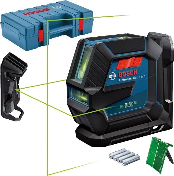 NIVEL LÁSER DE LÍNEAS VERDES 15 M CON PUNTOS BOSCH GCL 2-15 G | iTools