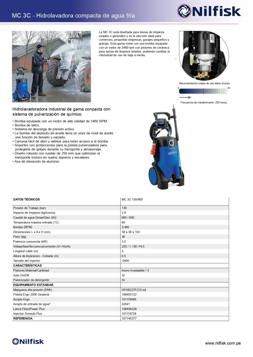 HIDROLAVADORA COMPACTA DE AGUA FRÍA MC 3C - NILFISK | MOTROX