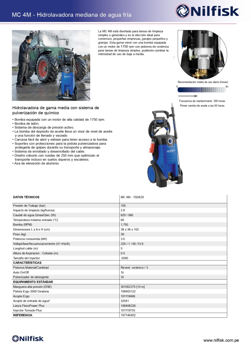 HIDROLAVADORA MEDIANA DE AGUA FRÍA MC 4M - NILFISK | MOTROX