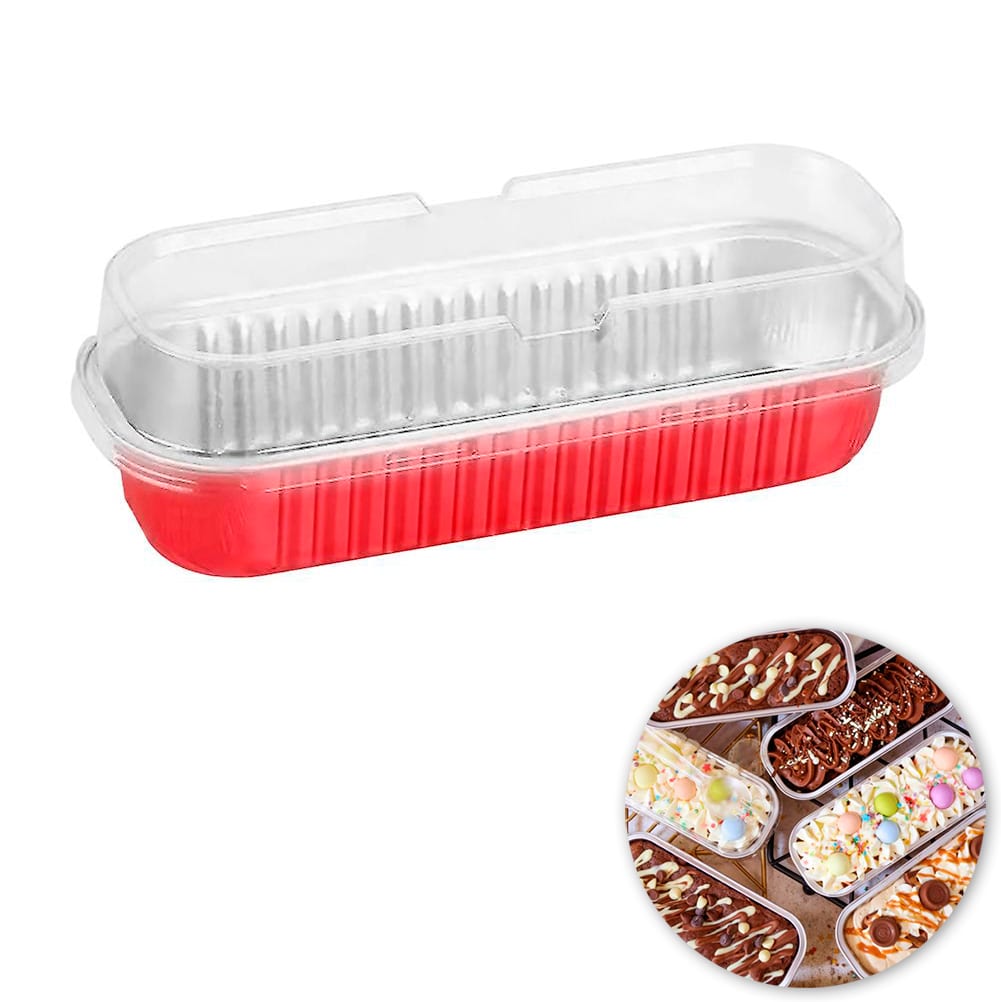 Molde Mini Pastel Aluminio con Tapa Rojo 4 Unidades | TiendaDulce.cl