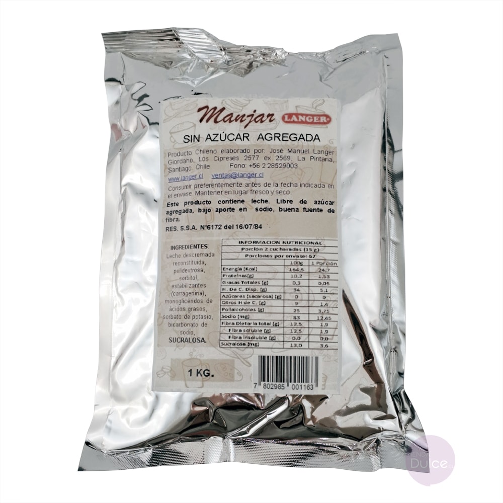 Manjar Sin Azúcar 1 Kg. Langer | TiendaDulce.cl