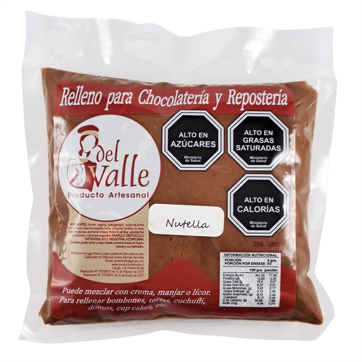 Relleno para Repostería Sabor Nutella 250 gr. | TiendaDulce.cl