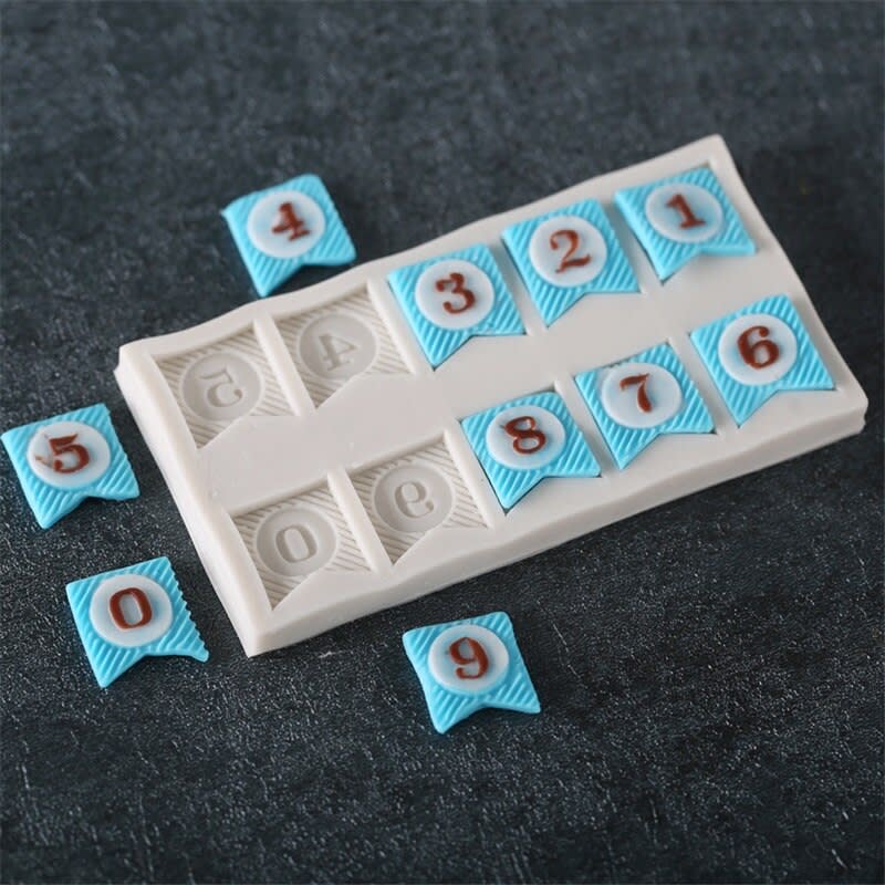 Molde Fondant Banderín Números | TiendaDulce.cl