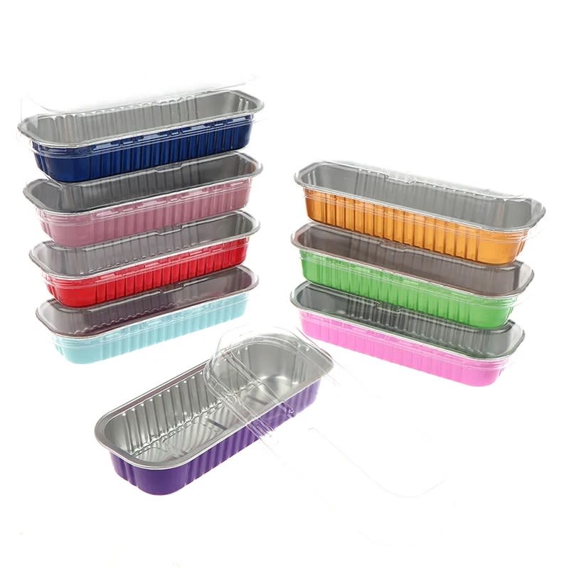 Molde Mini Pastel Aluminio con Tapa Anaranjado 4 Unidades | TiendaDulce.cl