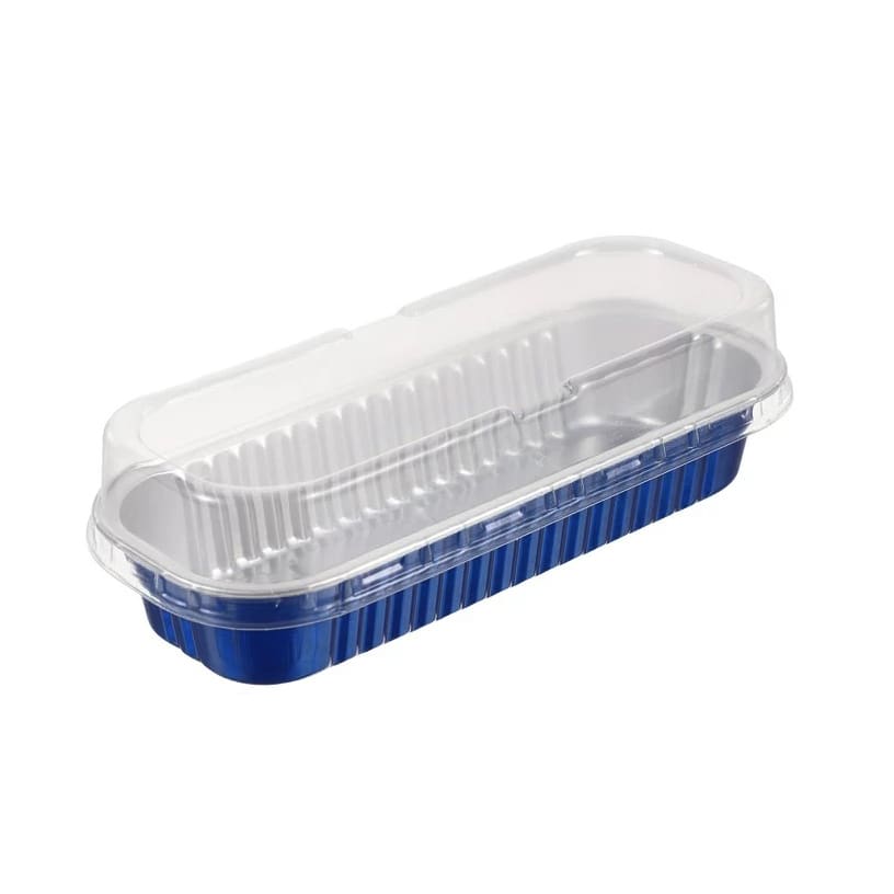 Molde Mini Pastel Aluminio con Tapa Azul 4 Unidades | TiendaDulce.cl