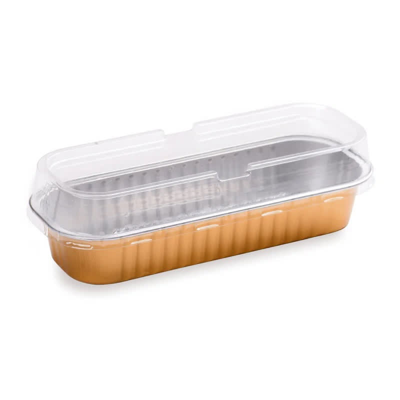 Molde Mini Pastel Aluminio con Tapa Anaranjado 4 Unidades | TiendaDulce.cl