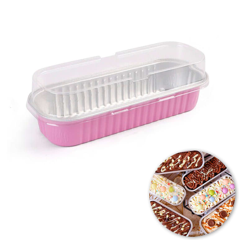 Molde Mini Pastel Aluminio con Tapa Rosa Pastel 4 Unidades | TiendaDulce.cl