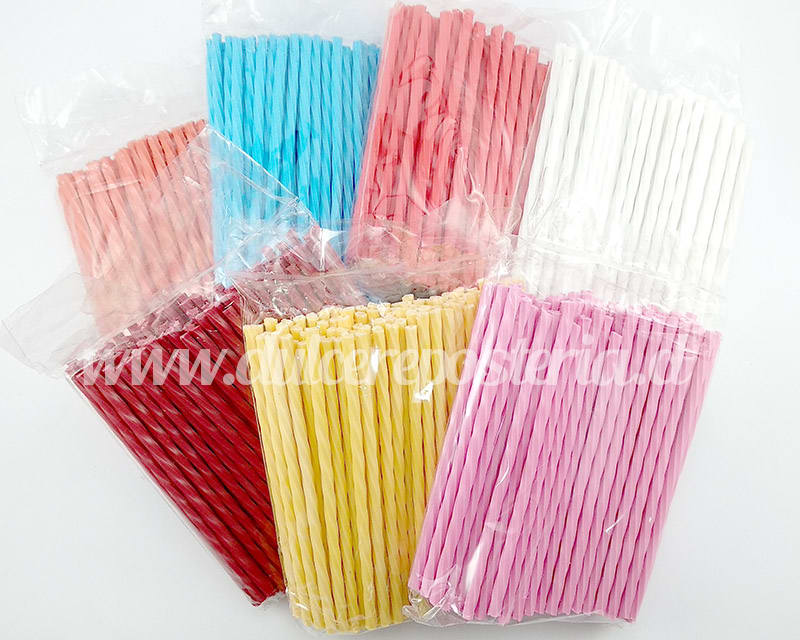Palitos Plásticos Rizados 10 cm. 100 unidades | TiendaDulce.cl