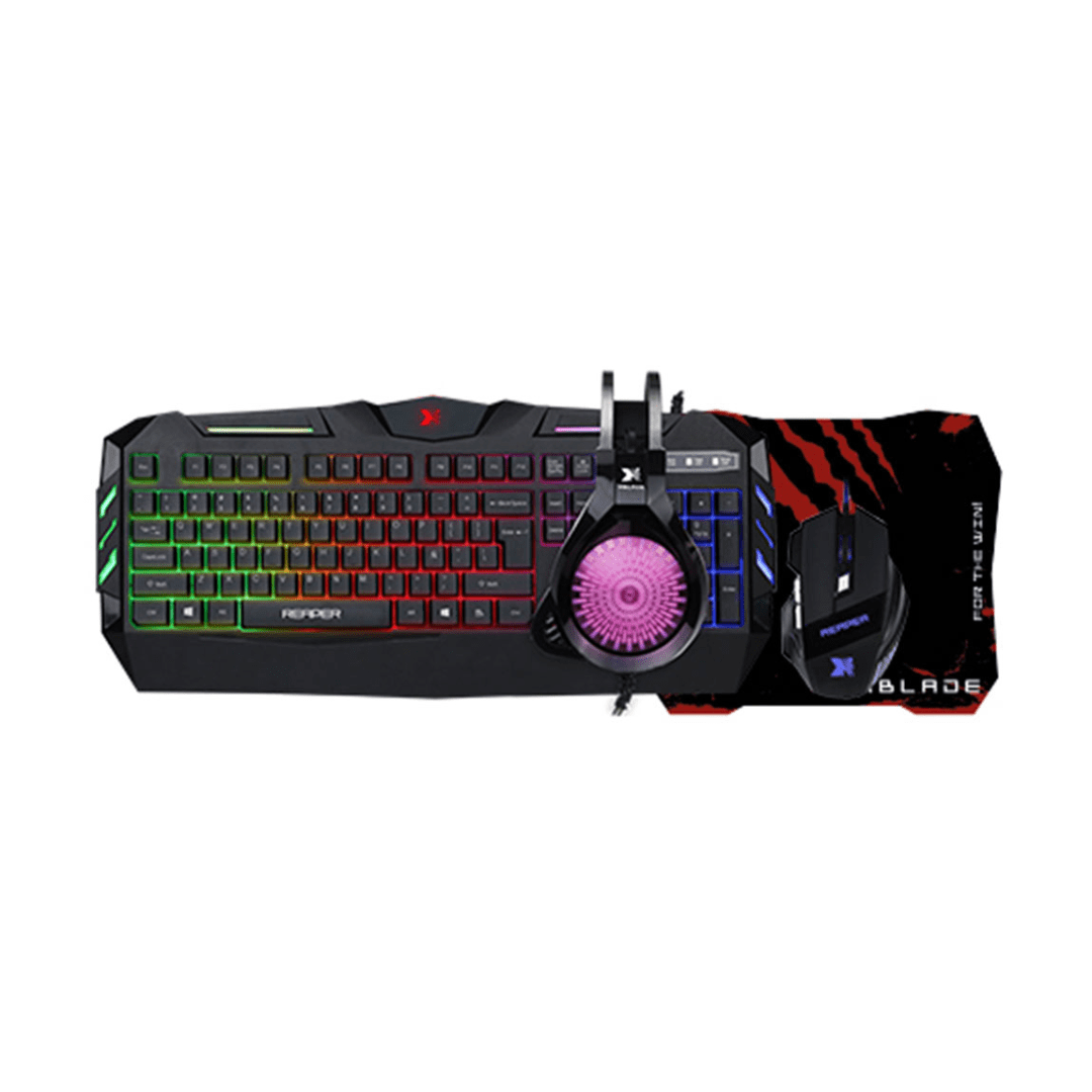 BUNDLE MOUSE+ MOUSEPAD + AURICULARES Y TECLADO XBLADE REAPER V2 4 EN 1 ...