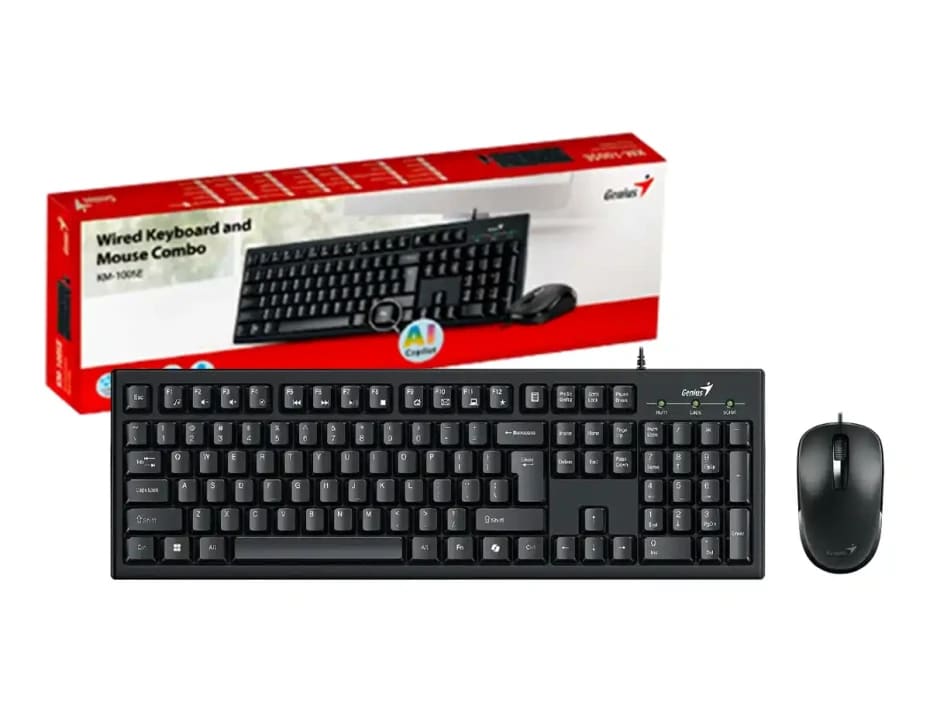 KIT TECLADO Y MOUSE GENIUS KM-100SE AI COPILOT USB SP BLACK (31330009401) NT8 | NTPeru