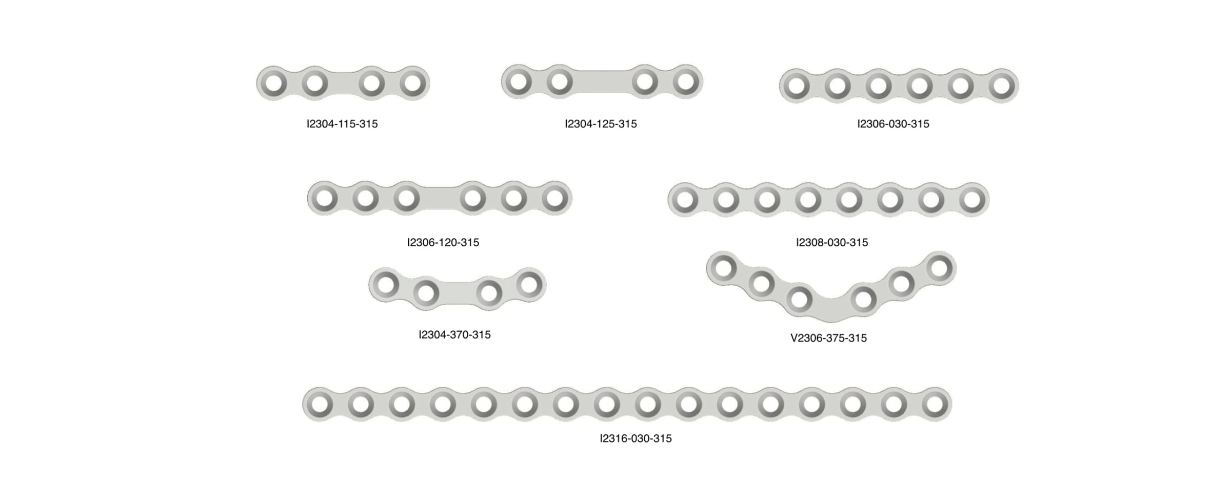 Placa Recta 2.3, 8 orif. | Biomateriales Chile