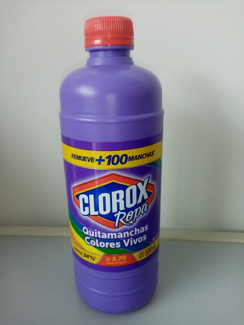 Lejía CLOROX Ropa Colores Vivos - Quitamanchas 580ml | SF Market Online