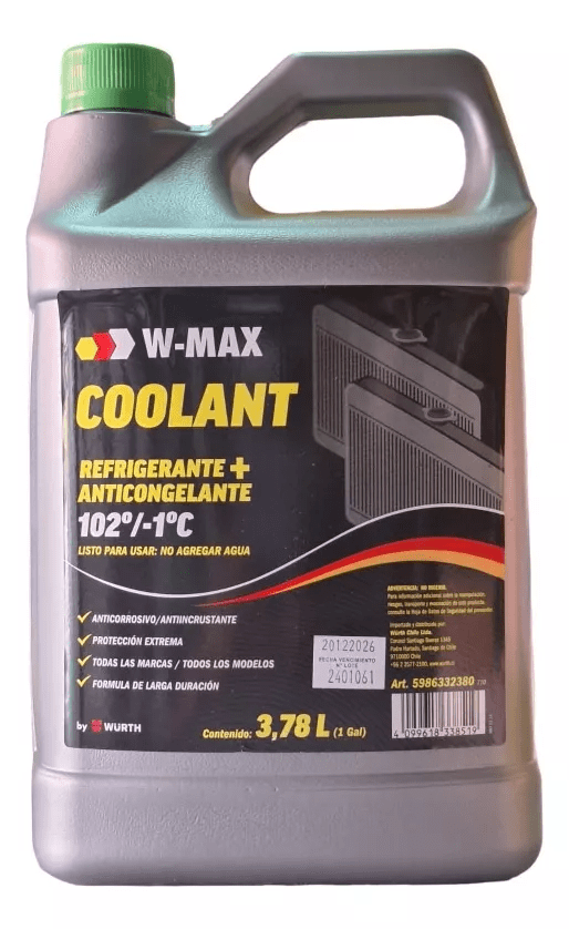 REFRIGERANTE + ANTICONGELANTE COOLANT WMAX 3.8LT | Ferretería Emanuel