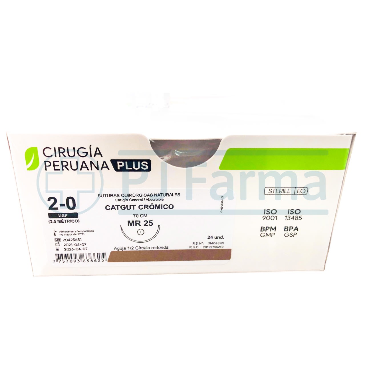 Catgut Crómico 2/0 MR 25 Cirugía Peruana Unidades | PJ Farma