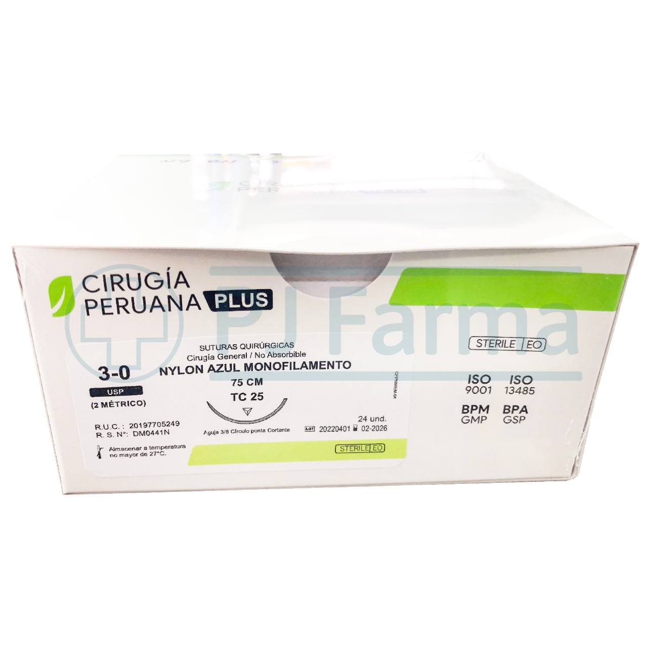 Nylon Azul 3/0 TC 25 Cirugía Peruana Unidades | PJ Farma