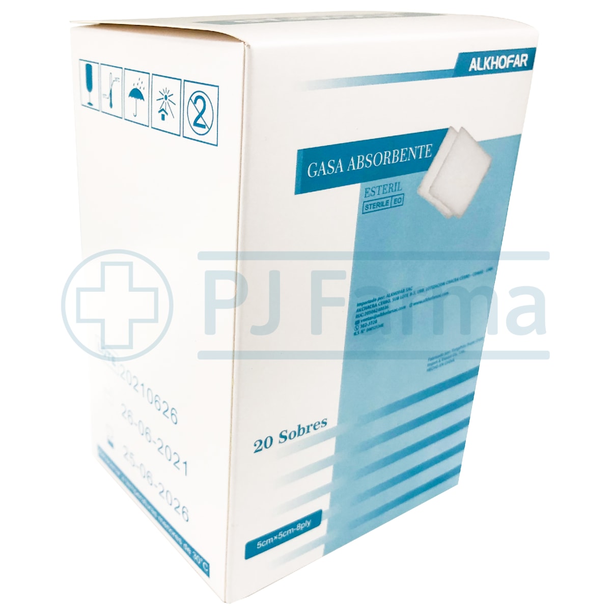 Gasa Esteril 5 X 5 ALKHOFAR Caja X 20 Unid | PJ Farma