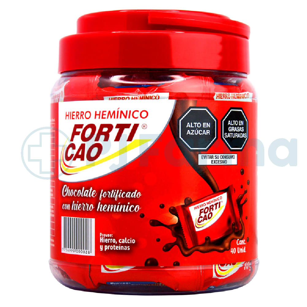 Forticao Hierro Hemínico Chocolate Frasco X 40 Unid | PJ Farma