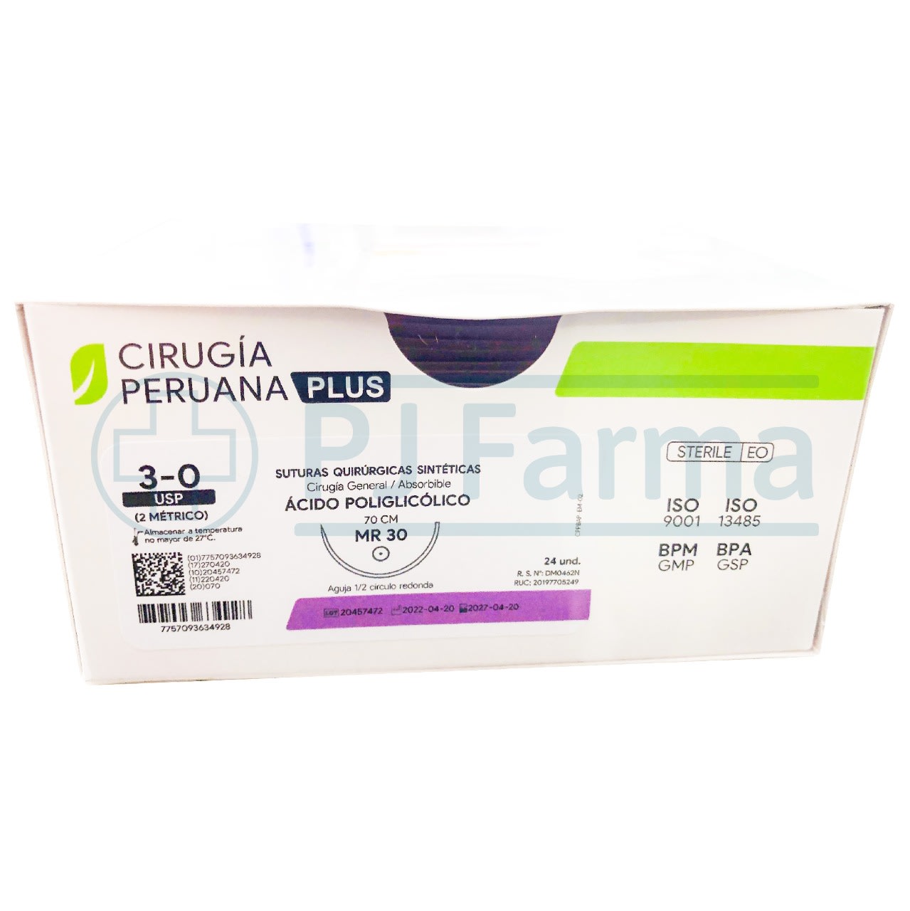 Acido Poliglicolico 3/0 MR 30 Cirugia Peruana Unidades | PJ Farma