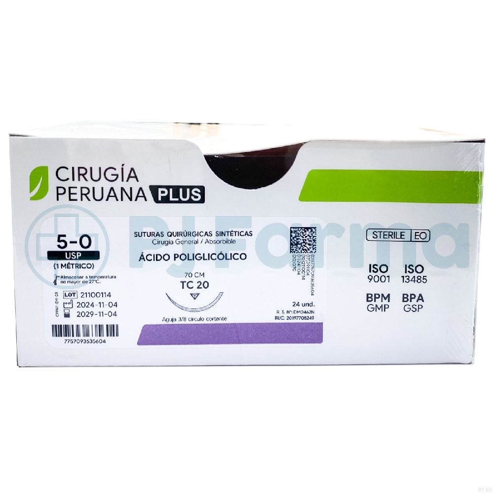 ácido Poliglicólico 5 0 Tc 20 Cirugía Peruana Unid Pj Farma