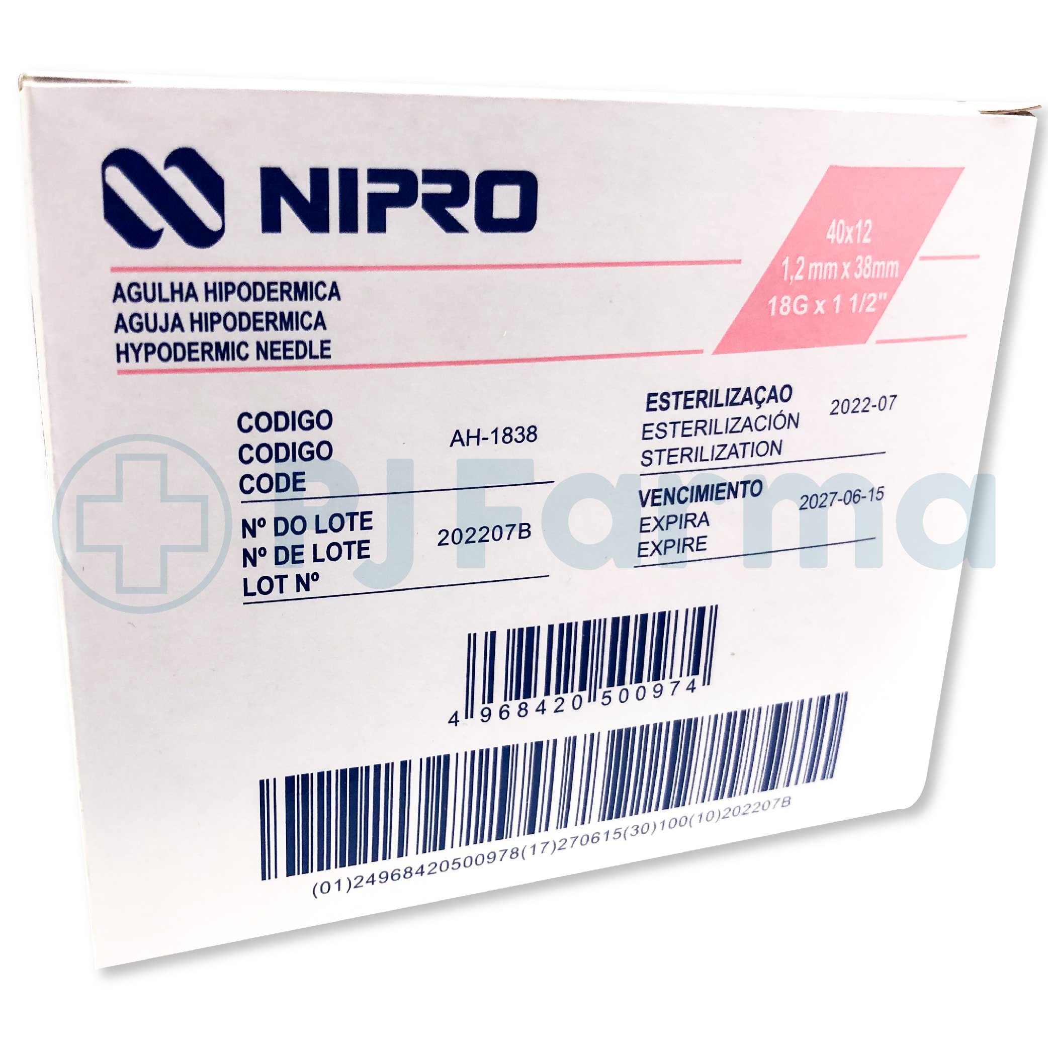 Aguja 18 x 1 1/2 Nipro Caja x 100 Unid | PJ Farma