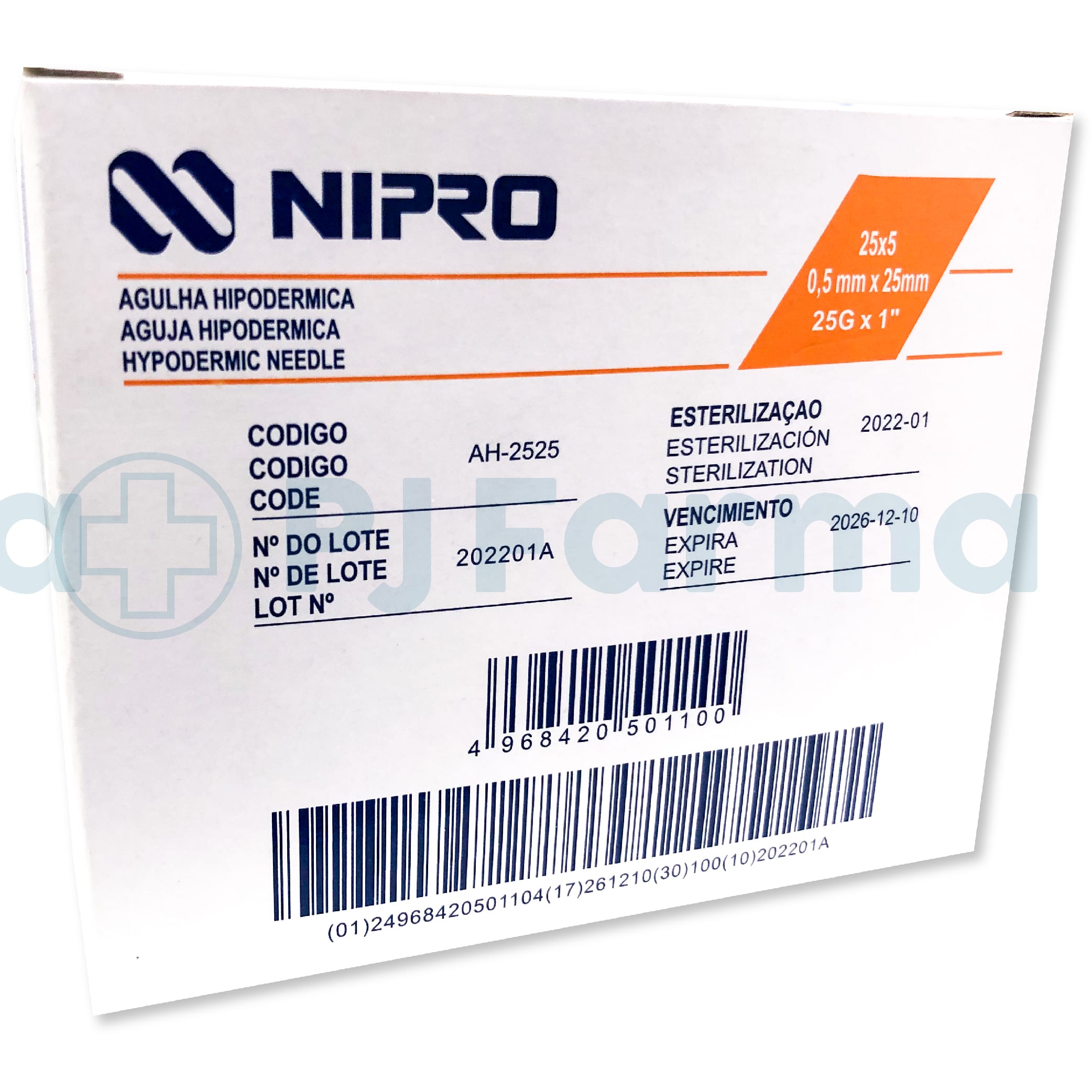 Aguja 25 x 1 Nipro Caja x 100 Unid | PJ Farma