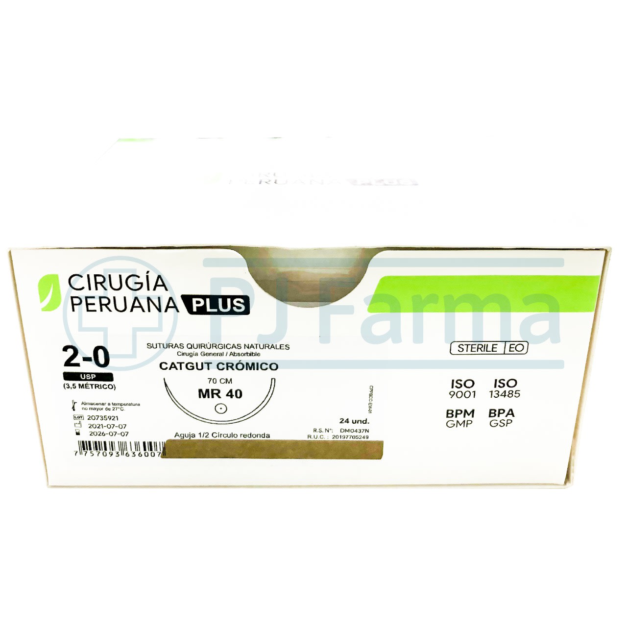 Catgut Crómico 2/0 MR 40 Cirugía Peruana Unidades | PJ Farma