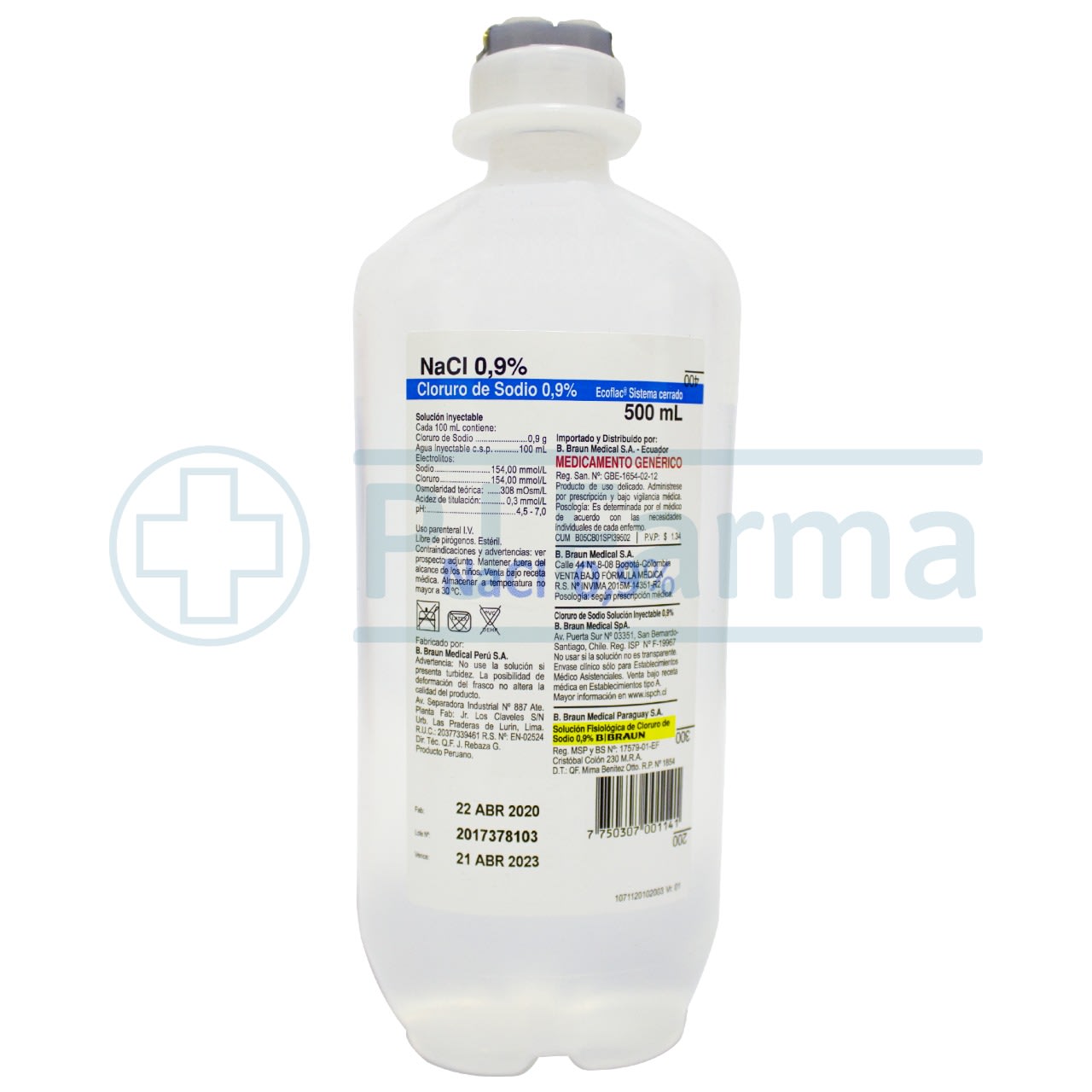 Cloruro de sodio 0.9% 500 ML BRAUN | PJ Farma