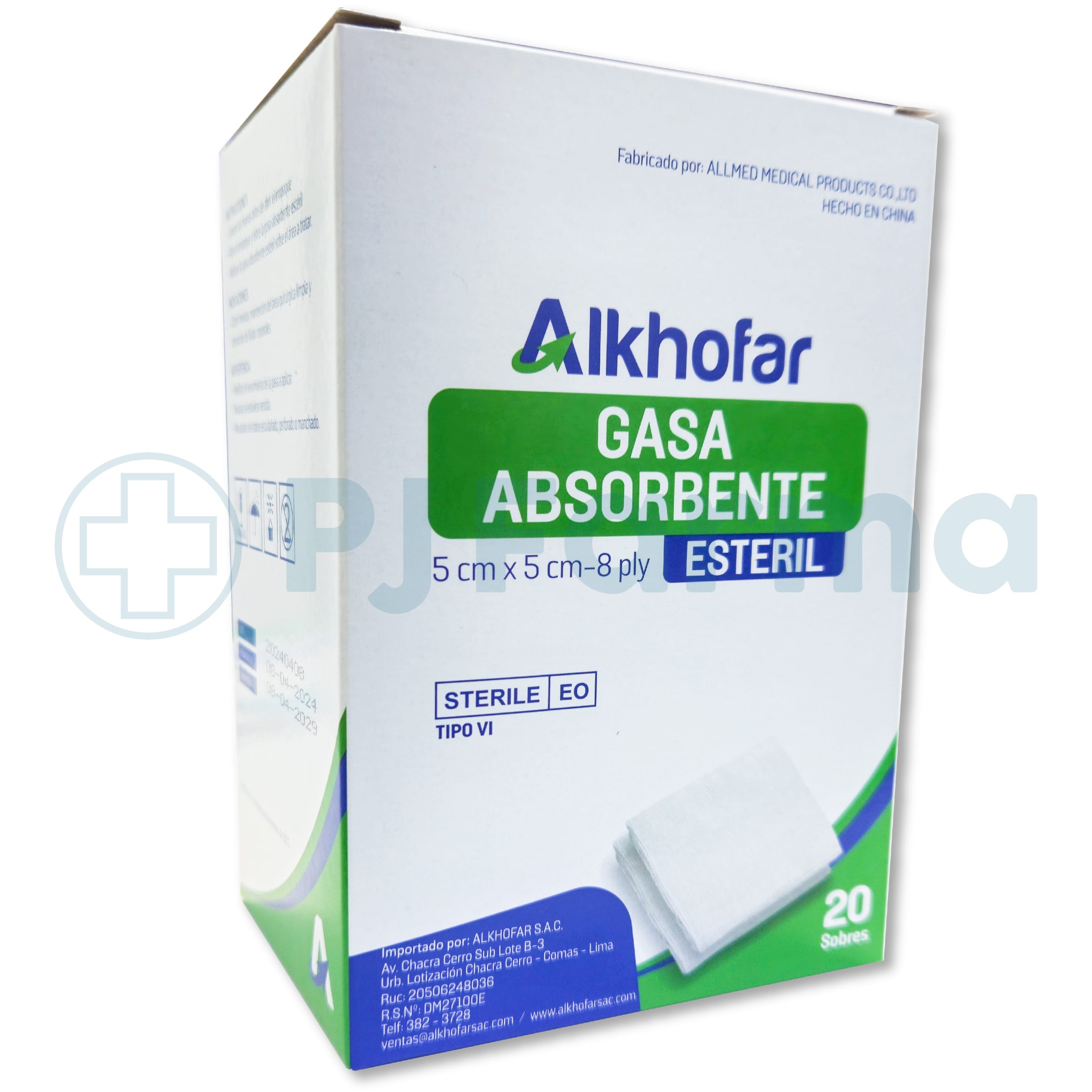 Gasa Estéril 5 X 5 Alkhofar Caja X 20 Unid | PJ Farma