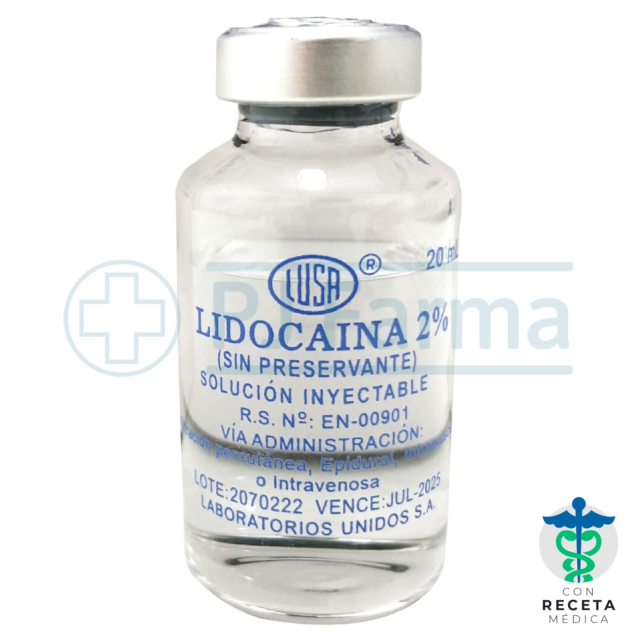 Lidocaina 2% Frasco 20ml Amp. LUSA Unid | PJ Farma