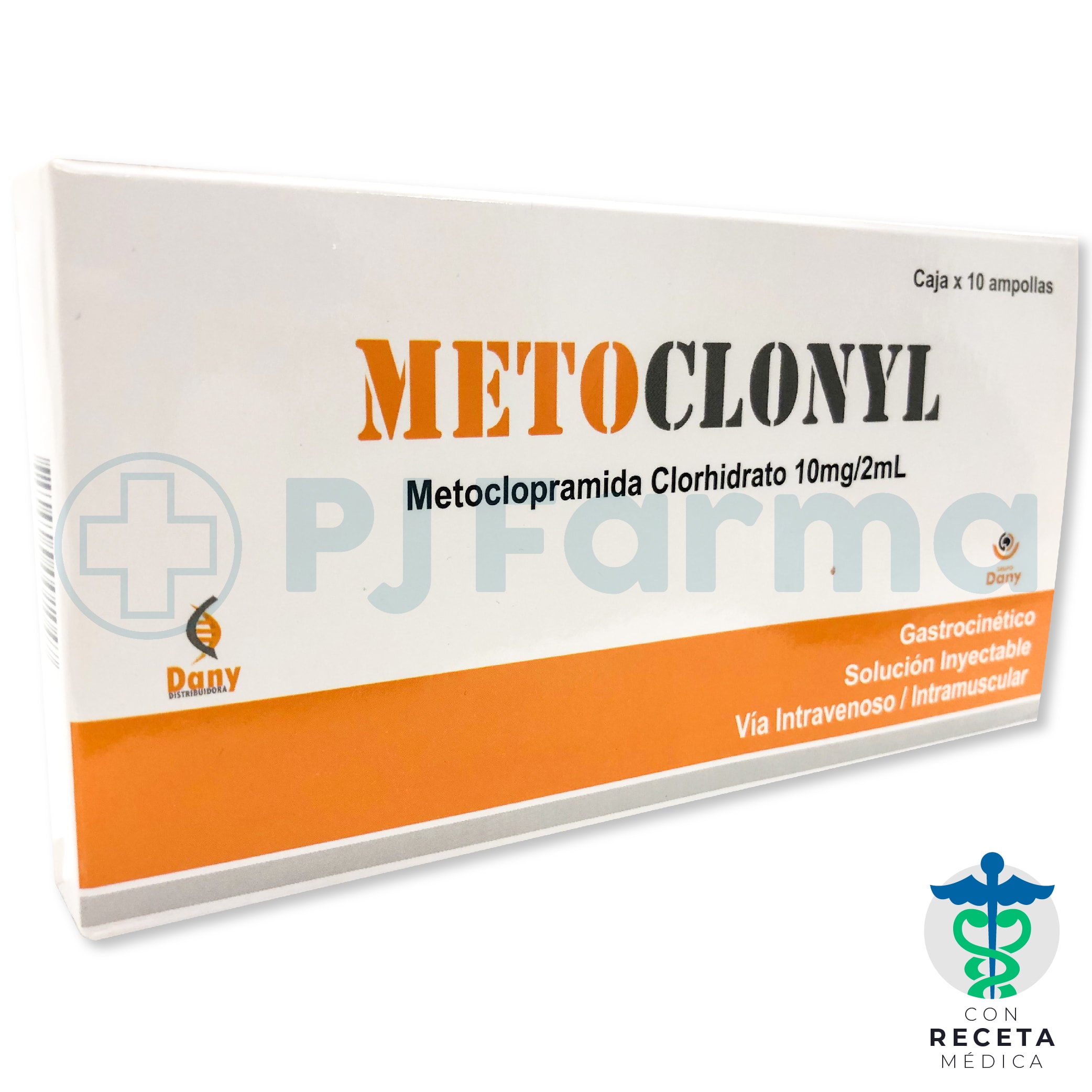 Metoclopramida Clorhidrato 10mg/2ml Amp. Dany Caja X 10 Unid | PJ Farma