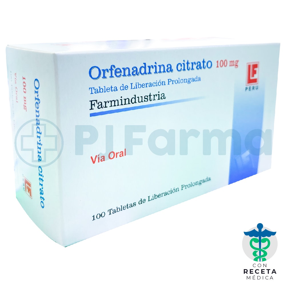 Orfenadrina 100Mg Tab. Farmindustria Caja X 100 Unid | PJ Farma