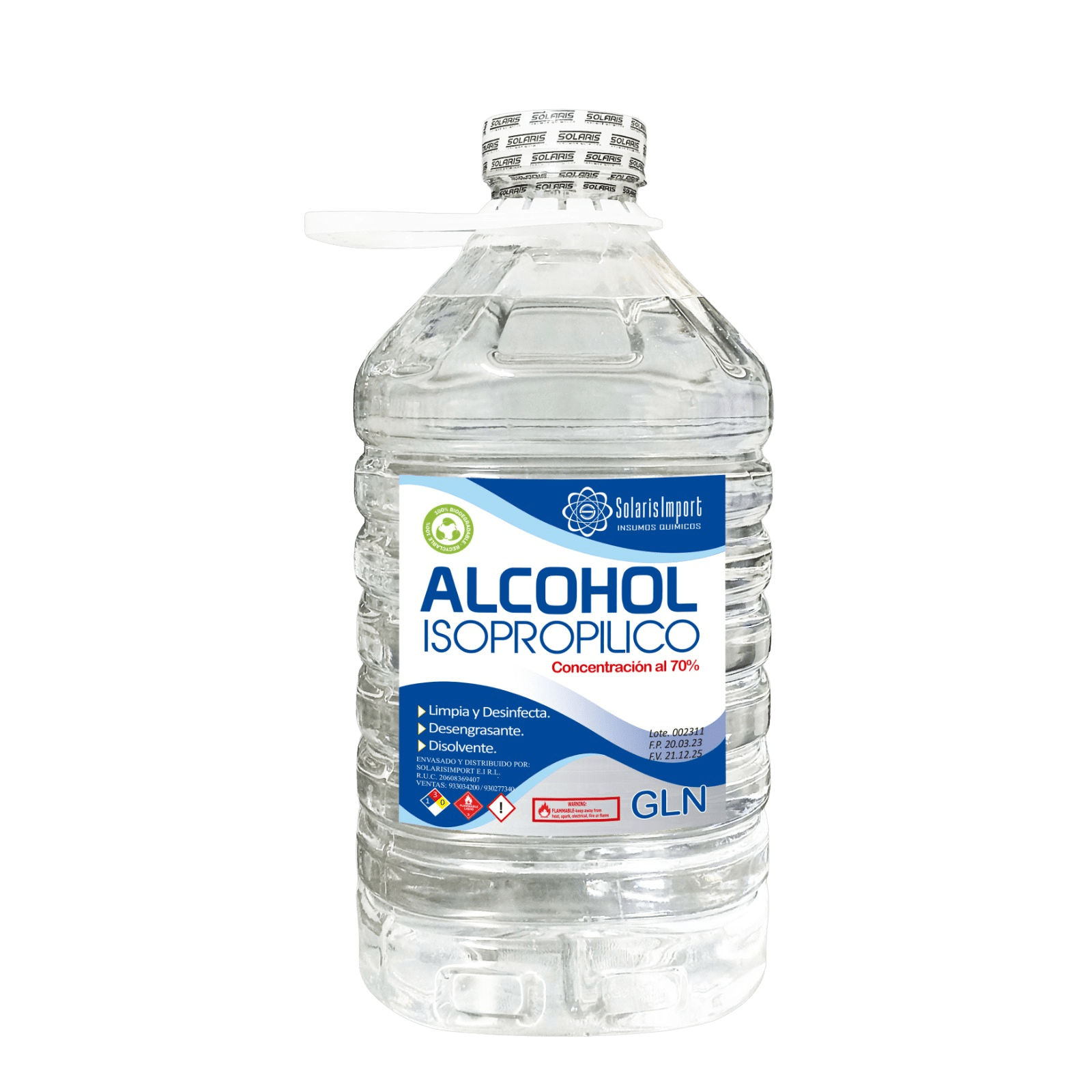 SOLARIS ALCOHOL ISOPROPILICO 70% GALON | FILCORSA