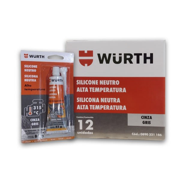 WURTH SILICONA ACETICA ALTA TEMPERATURA GRIS 85gr | FILCORSA