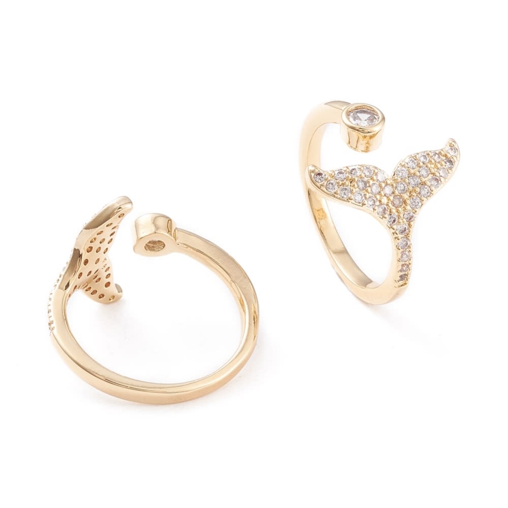 ANILLO AJUSTABLE COLA DE SIRENA B/ORO CON ZIRCONES | Adri Accesorios