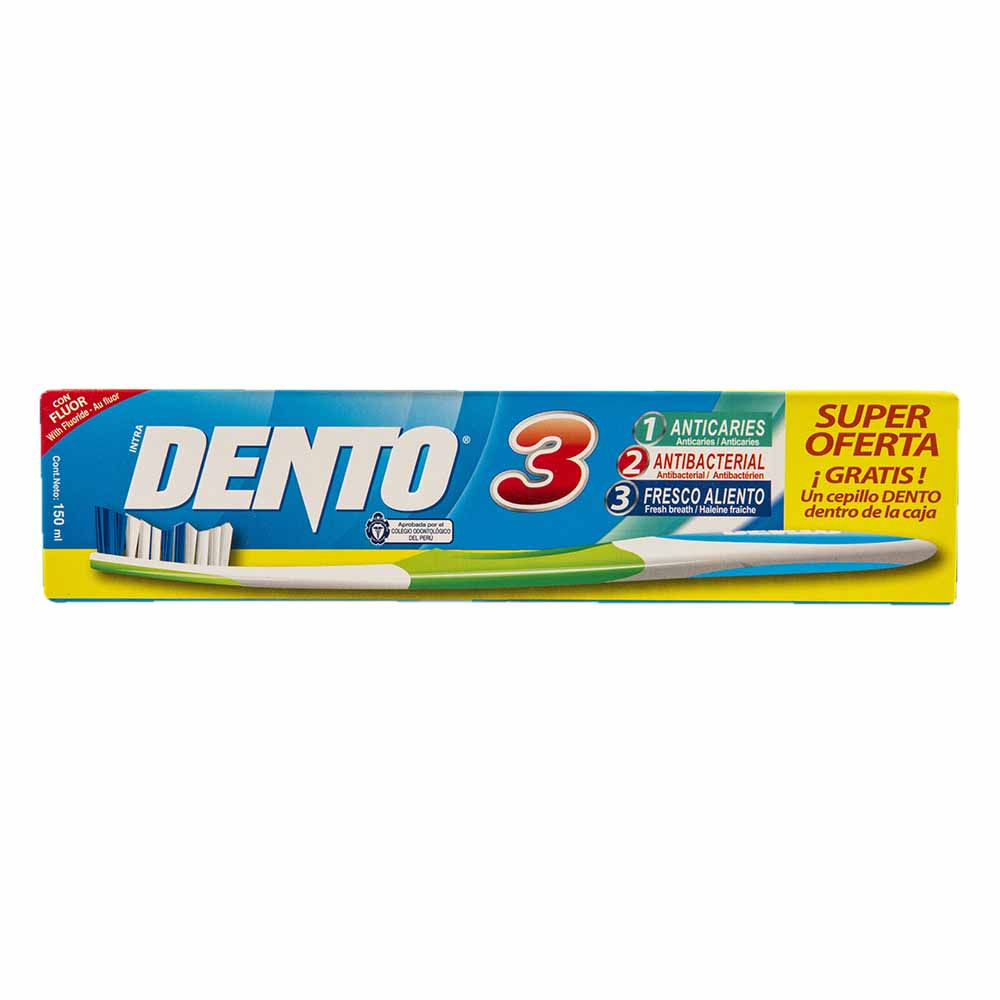Dento 3 familiar + cepillo -150 ML | Rol Market